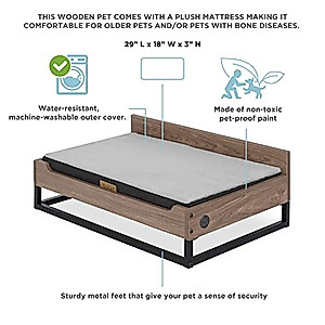 Wooden Dog Bed and Dog Couch with Water-Resistant Mattress, Small to Medium Elevated Pet Bed with Calming mattress, Greenguard Gold Certified, Dog Beds & Furniture, Milo - TailZzz