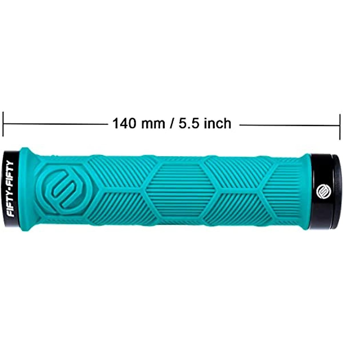 FIFTY-FIFTY Double Lock-On Mountain Bike Grips, Bicycle Handlebar Locking Grips, Non-Slip MTB Handle Grips (Turquoise)