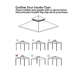 Durcover Gazebo Replacement Top 10x10 ft, Gazebo Canopy Replacement Cover for 2 Tier Outdoor Patio Garden Tent Frames, Waterproof UV-Resistant, Canopy Cover with Air Vent Only, Beige