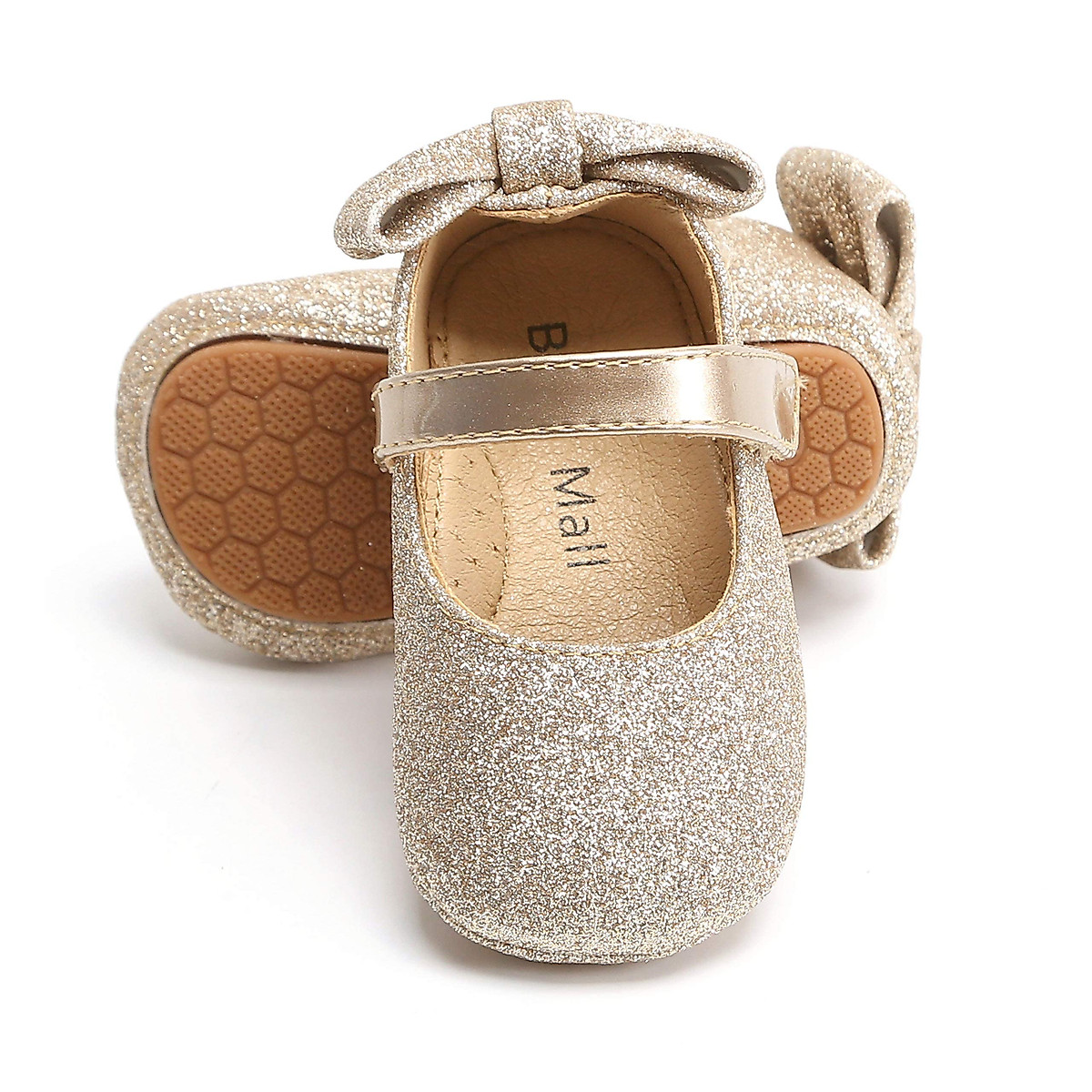 Felix & Flora Gold Baby Shoes Girl 12-18 Months - Infant Baby Walking Shoes Moccasinss Rubber Sole Crib Shoes(Gold,12-18 Months)