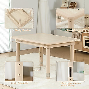 SINKIPA Todder Table and Chairs, 31.5''L x 23.6''W Sturdy kids Activity table with Stainless Steel Legs, Kids Table and 2 Chairs with Anti-Slip Foot Covers, Graffiti Desktop