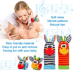 Baby Wrist Rattles Sock Toys - Newborn Baby Sock Toys 0-6 Months Foot Finder and Wrist Rattle Set, Infant Rattle Socks Toy 3-6 Months, Soft Sensory Toys for 0-12 Months Toddler Newborns Boy Girl Gift