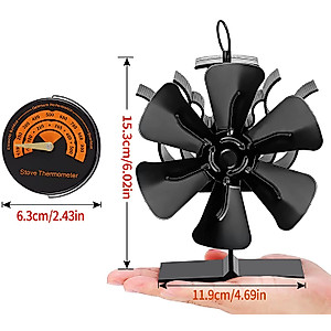 AmzWorld 6-Blade Wood Stove Fan Heat Powered, Wood Heater Fan, Non Electric Fireplace Fan for Wood/Log Burner, Increases 40% More Warm Air Than 4 Blade Fan