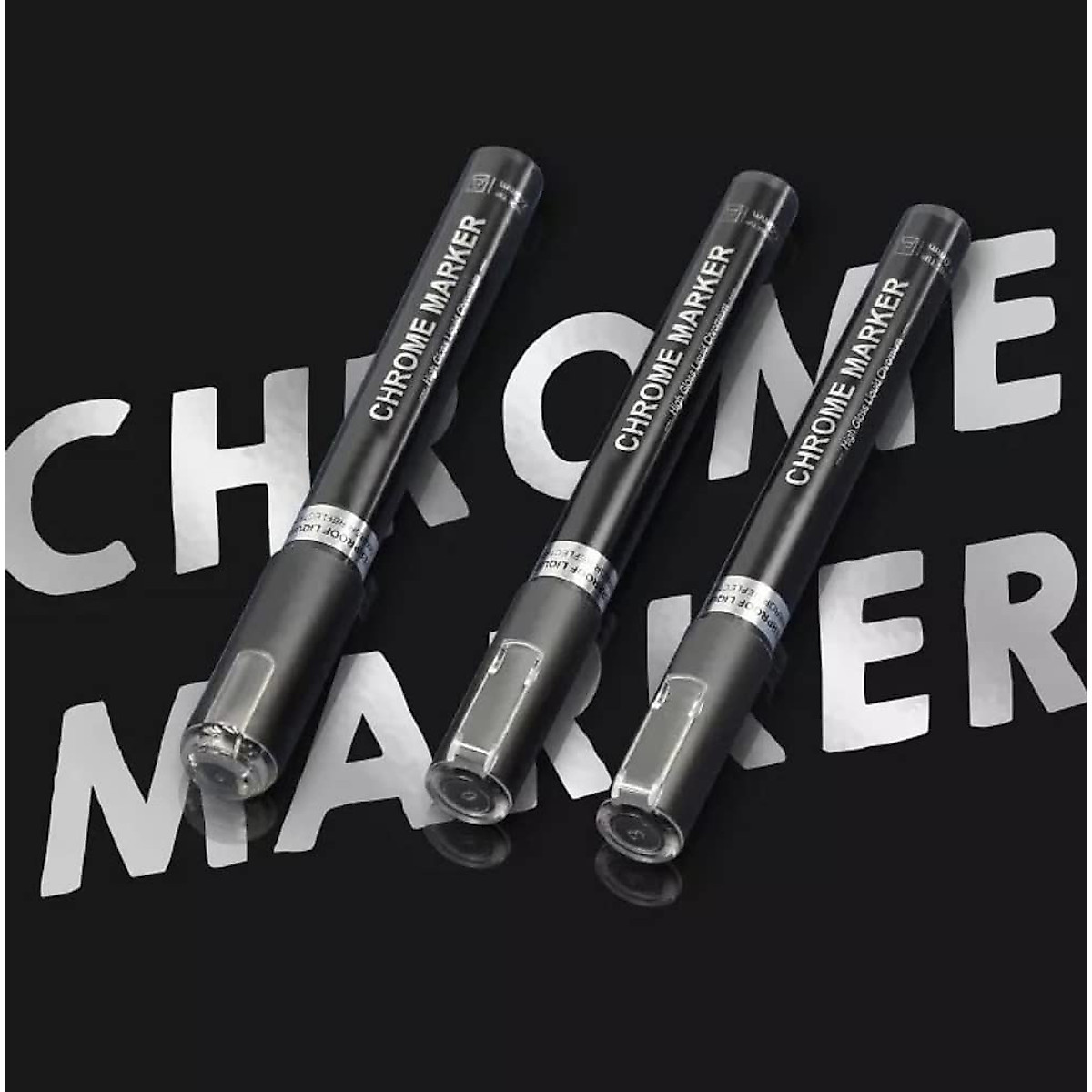 ZOET 3PK Mirror Chrome Marker Chrome Pen | Chrome Paint for Any Surface | Chrome Marker Paint Pen for Repairing, Model Painting, Marking or DIY Art Projects| Permanent Liquid Mirror (0.7|1|3mm Tips)