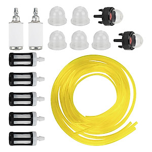GoaMotors 3 Sizes 5 Feet Long Fuel Line Hose with Snap in Primer Bulb, Primer Bulb, Fuel Filter kit for Trimmer Blower
