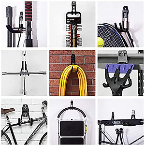 LIIBOT Bike Wall Garage Hooks - 2 Pack Heavy Duty Steel Anti-Slip Tool Double Hangers for Bike Garden Tools Ladders Bulky Items Storage (M (U-Shaped), Black)