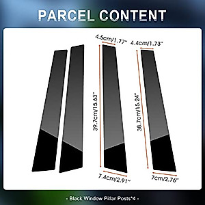 ACLONG Pillar Posts Door Window Trim Glossy Black Stainless Steel Pillar Posts Molding Trim Compatible with Porsche Panamera 2009-2016, Anti Scratch Stickers Door Pillar Moldings Cover Set -Set of 4