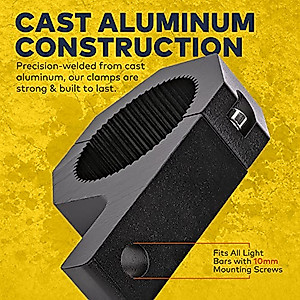 Off-Road Light Mounting Bracket Bar Clamp Kits [1"/1.5"/1.75"/2" Inch] [Horizontal Bar] [Aluminium] [2 Units] Bull Roll Cage Clamps Mount For ATV UTV