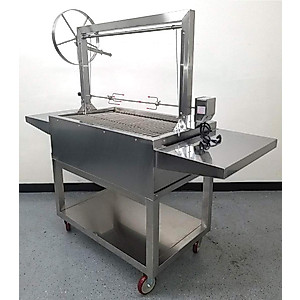 Charcoal Outdoor BBQ, Stainless Steel #430 Body and #304 Grates, Rotisserie Parrilla Santa Maria/Argentine Grill Spit
