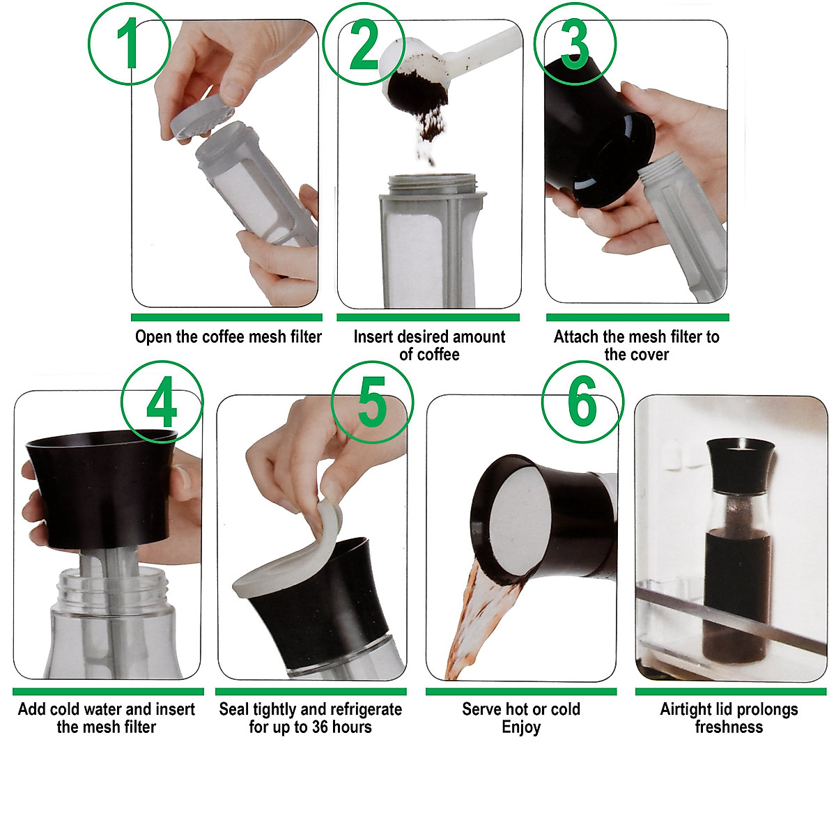 Cold Brew Coffee Maker Pitcher 1 Quart Reusable Airtight Glass Bottle Drip Proof Lid With Coffee Mesh Filter For Homemade Coldbrew And Iced Coffee And Tea Infuser Plus Ice Tube By Perlli