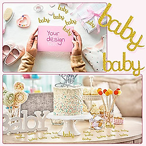 200 Pieces Gold Baby Confetti Gold Foiled Baby Shower Table Scatter Confetti Gender Reveal Party Table Confetti Double -Side Glitter Baby Paper Confetti for Baby Shower Gender Reveal Party Decor
