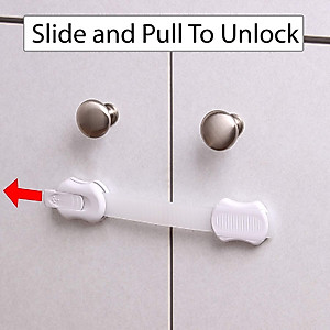 Baby Ziz Adjustable Strap Child Safety Refrigerator Lock, Cabinet Locks | 6 Pack with 2 EXTRA 3M Adhesive | White