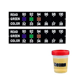 80 Piece Temperature Strips for Urine Drug Testing and Analysis, Disposable Adhesive Urine Test Strip Sticker 90 to 100 Degrees Fahrenheit, 0.4mm Thick LCD Temperature Stickers for Urine Test Bottles