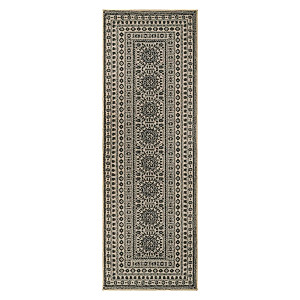 Lahome Mandala Easy Jute Runner Rug - 2x6 Black Natural Jute Rug Runners for Hallways 6 Feet Non Slip Farmhouse Washable Runner Rug Indoor Outdoor Rugs for Entryway Laundry Room Bedroom,2x6ft