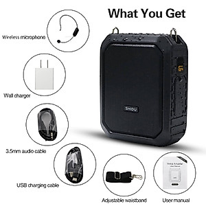 Voice Amplifier Wireless for Teachers, 18W Personal PA System Ultra-Portable Megaphone with Wireless Microphone Headset, IPX5 Waterproof 5.0 Bluetooth Voice Amplifier Speaker - Indoor & Outdoor