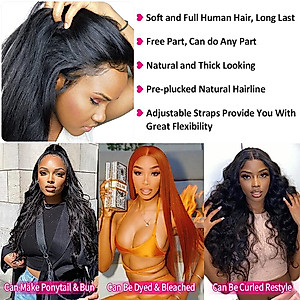 LRSICAL Lace Front Wigs Human Hair Straight 5x5 HD Lace Closure Wigs Human Hair Pre Plucked 180 Density Straight Human Hair Wigs for Black Women (5x5 Hd Lace Closure Wigs, 20 Inch, Straight)