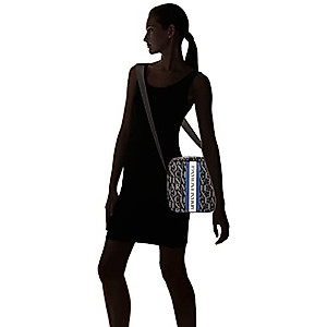 A|X ARMANI EXCHANGE All-Over Logo Eco-Leather Crossbody Bag, Black