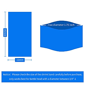 Blue Shrink Bands, 200 PCS Blue Perforated Heat Shrink Wrap Bands for Bottles, Jars Fits 3/4" to 1" Diameter