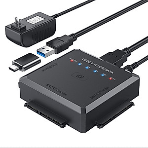 Hard Drive Reader, SATA/IDE to USB 3.0 Adapter External Hard Drive Ultra Recovery Converter for 2.5/3.5 HDD/SSD Hard Drive, Included 12V/2A Power Adapter