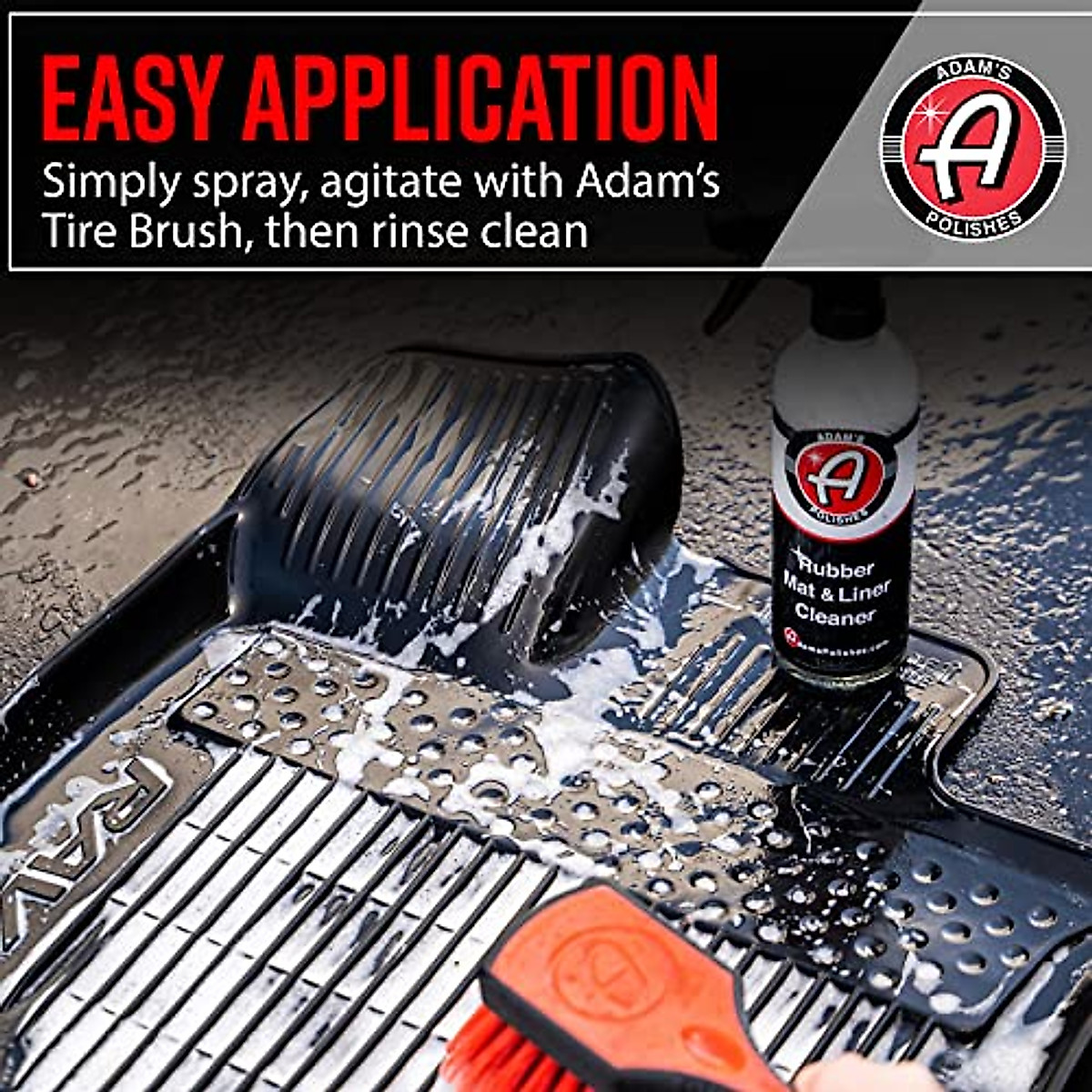 Adam's Rubber Mat & Liner Cleaner 16oz – Protectant & Rubber Floor Mat Cleaning Solution for Car Detailing | Deep Cleans & Restores Mats, Truck Bed Cargo Liners, Trunk Mat Accessories & More