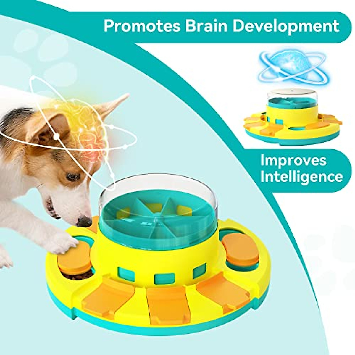 KADTC Puzzle Toys for Dog Boredom and Mentally Stimulating Slow Food Treat Feeder Button Dispenser Keep Busy Pet Bowl Puppy Brain Mental Stimulation Toy Level 2 1 Small/Medium/Large Interactive Game
