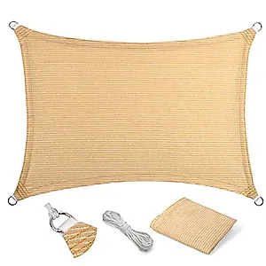 Eden's Decor Rectangular 6' X 8' Beige Sun Shade Sail UV-Blocking Outdoor Canopy Patio