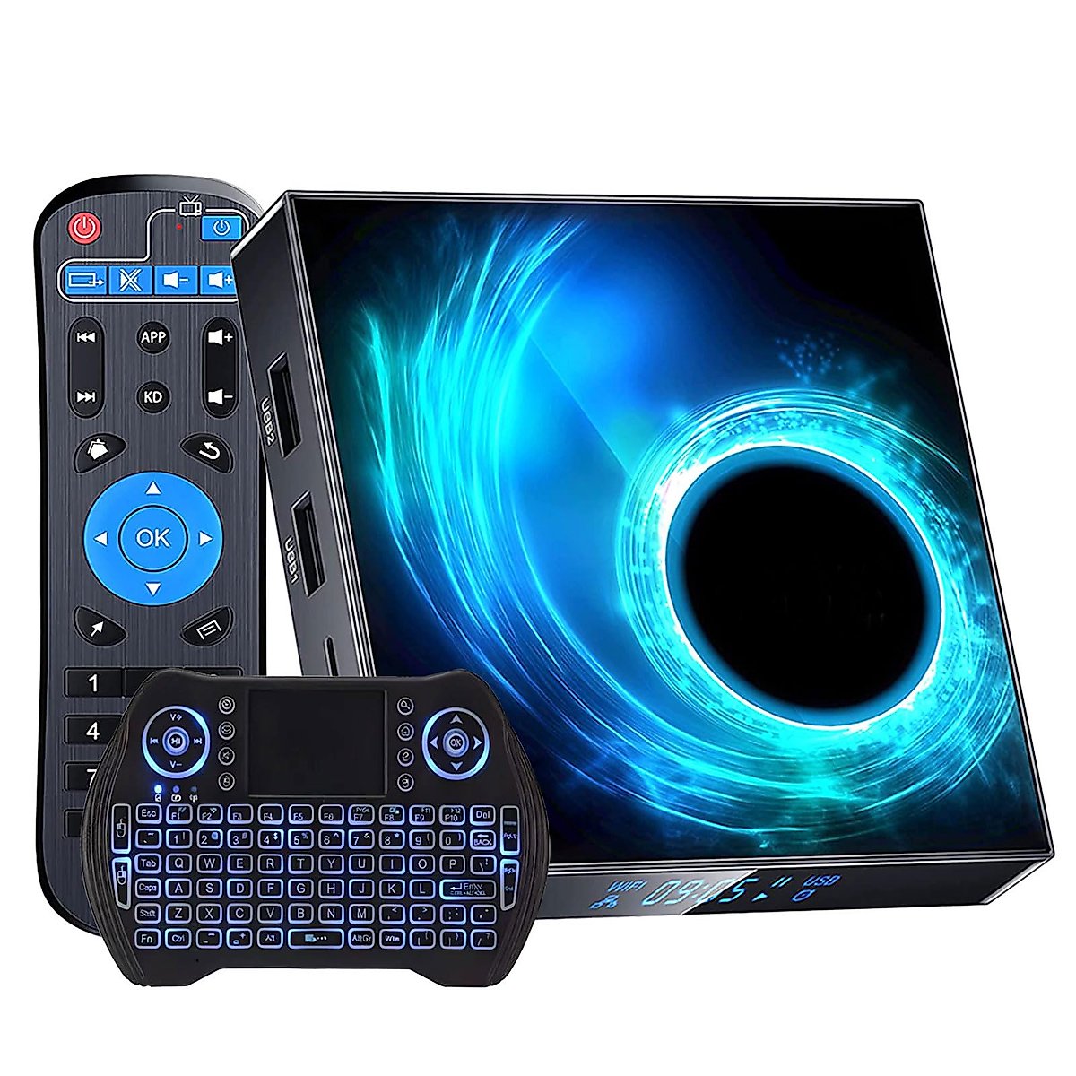 Android TV Box 10.0,TV Box Android 4GB RAM 64GB ROM H616 Quad-Core CPU Support Dual-WiFi 2.4/5GHz Ethernet Bluetooth 4.0 H.265 6K TV Box Android with Wireless Mini Keyboard
