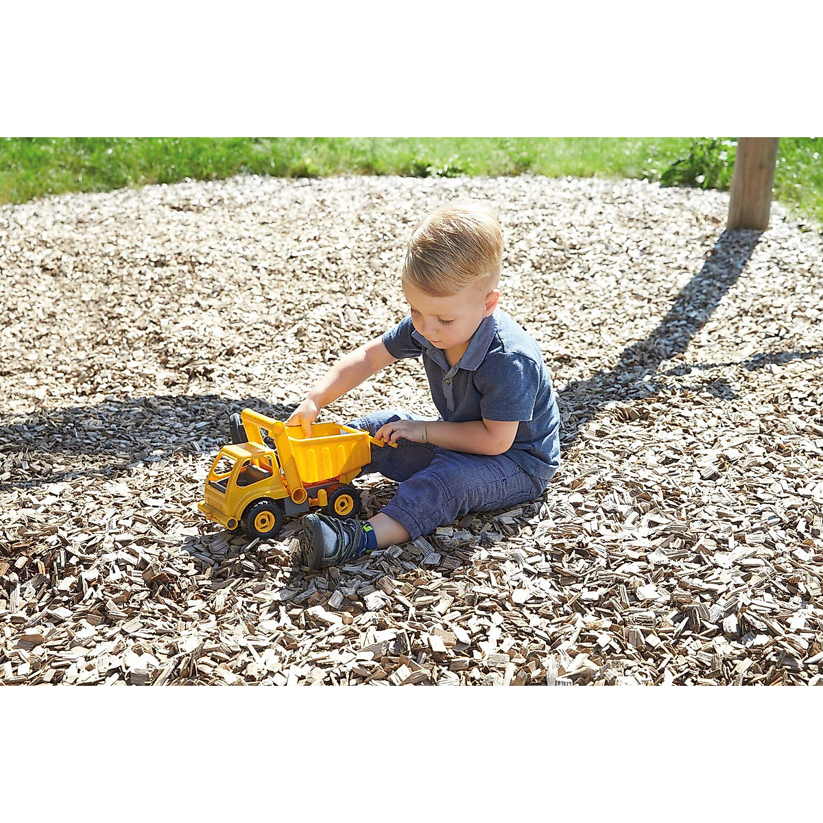 ksmtoys Lena Eco Active Toy Dump Truck is a Eco Friendly BPA and Phthalates Free Biodegradable Green Toy Manufactured from Food Grade Resin and Wood, Yellow, 11x8x6