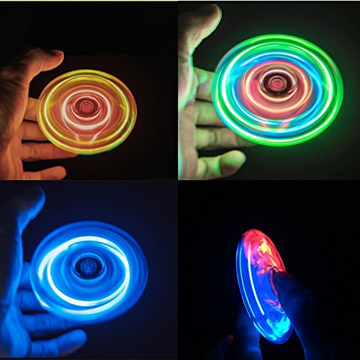 FIGROL 2 Pack Fidget Spinners｜LED Light Up Crystal Fidget Spinners for Children｜Glow in The Dark Goodie Bag Stuffers Classroom Prizes Return Gifts