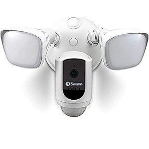 Swann Wi-Fi 1080p Waterproof Motion Activated FloodLight Camera with Night Vision, Heat Sensing, 2-Way Talk, Dimmable 2400 Lumens, Wide 125 Degree Viewing, Free Cloud & Local Recording