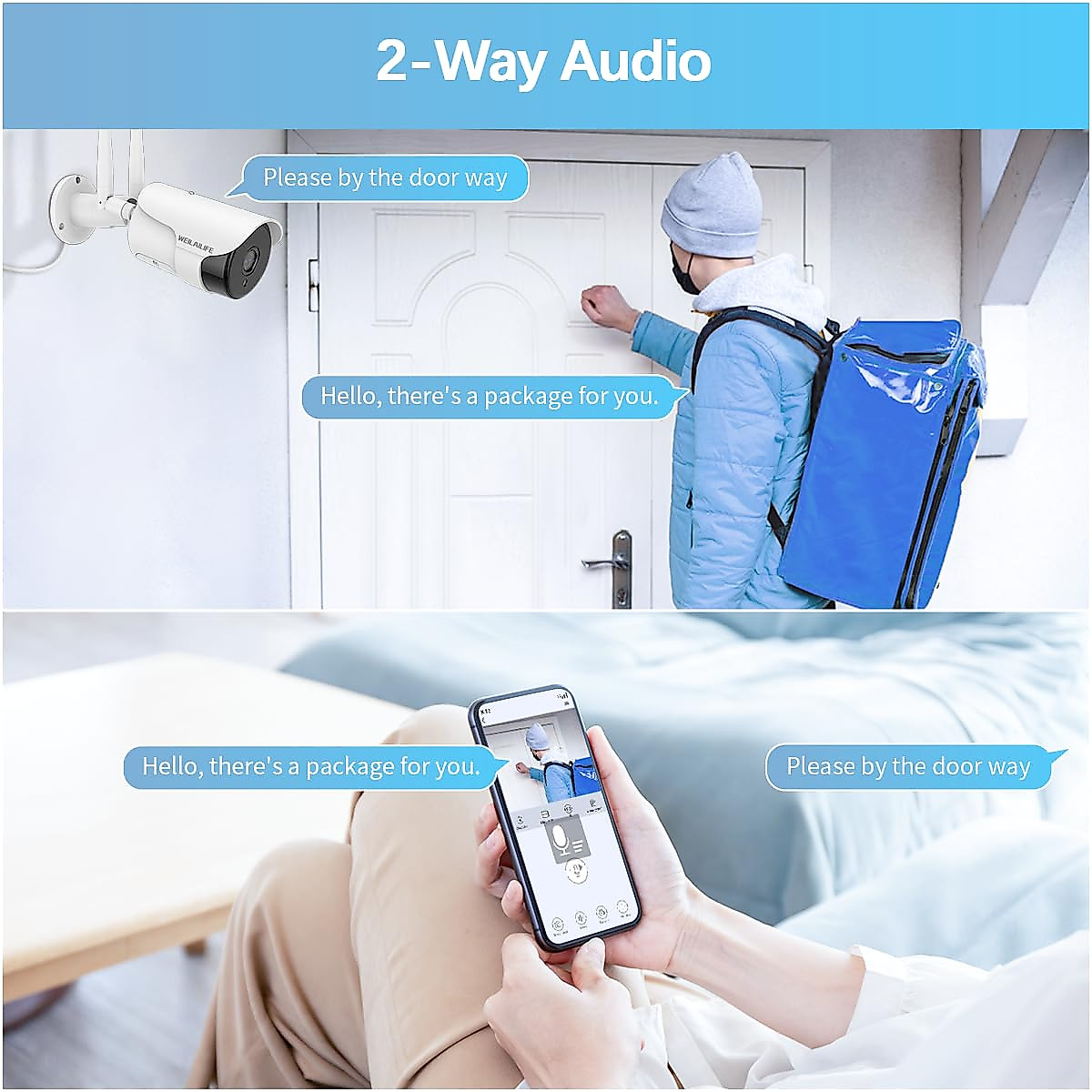 【2-Way Audio & Dual Antenna Enhanced】 90ft Night Vision Outdoor Wireless Security Camera System, Wireless Surveillance Camera System, WiFi Video Surveillance, Home Security Cameras