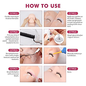 MIILAMOD Eyelash Extension Kit,Training Lash Extension Supplies for Beginners,Lash Mannequin Head With Replaced Eyelids Silicone Training Exercise Set,Eyelash Extension Practice Kit