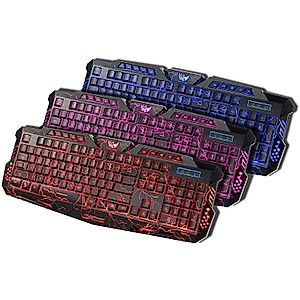 NCRD Gaming Keyboard Mouse Headset & Mouse Pad Kit, LED Backlit Wired