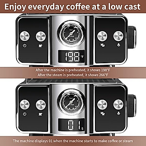 SEEDEEM Espresso Machine,20 Bar Espresso Maker with Milk Frother,Stainless Steel Latte and Cappuccino Machine with 1.8L(60 Fl Oz) Removable Water Tank