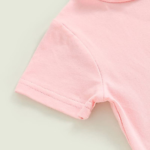 YINGISFITM Baby Girl Easter Outfit Bunny Print Short Sleeve Tee Tshirt Pants Toddler Bell Bottoms Summer Clothes 2Pcs Set (1-2T,Pink Rabbit)