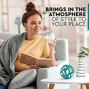 Everydecor Metal Decorative Sphere for Home Decor - Distressed Teal 4,5" x 4,5" and Black & Gold 7"x 7" Bundle