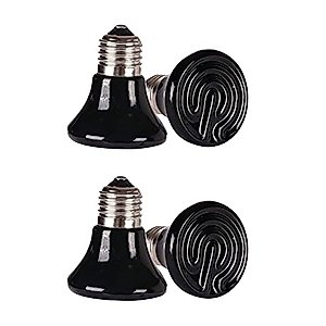 Lxcom Lighting 25 Watt Mini Reptile Heat Lamp Bulb 25W 60MM Pet Infrared Ceramic Heat Emitter for Brooder Coop, Lizard, Lambs, Snake, No Light, Black, 110V( 4 Pack)