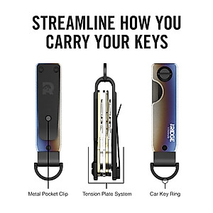 The Ridge Key Organizer - Compact Metallic Key Holder | Minimalist Innovative Keyholder | Smart Keychain Secures 2-6 Keys (Burnt Titanium)