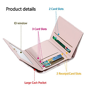 Girls Cute Cow Print Tri-folded Key Case Wallet PU Leather Cartoon Small Wallet Cash Pocket Card Holder ID Window Purse Coin Purse Money Small Short Wallet (pink)