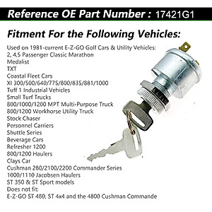 Ignition Switch for EZGO E-Z-GO Golf Cars Replace 17421G1