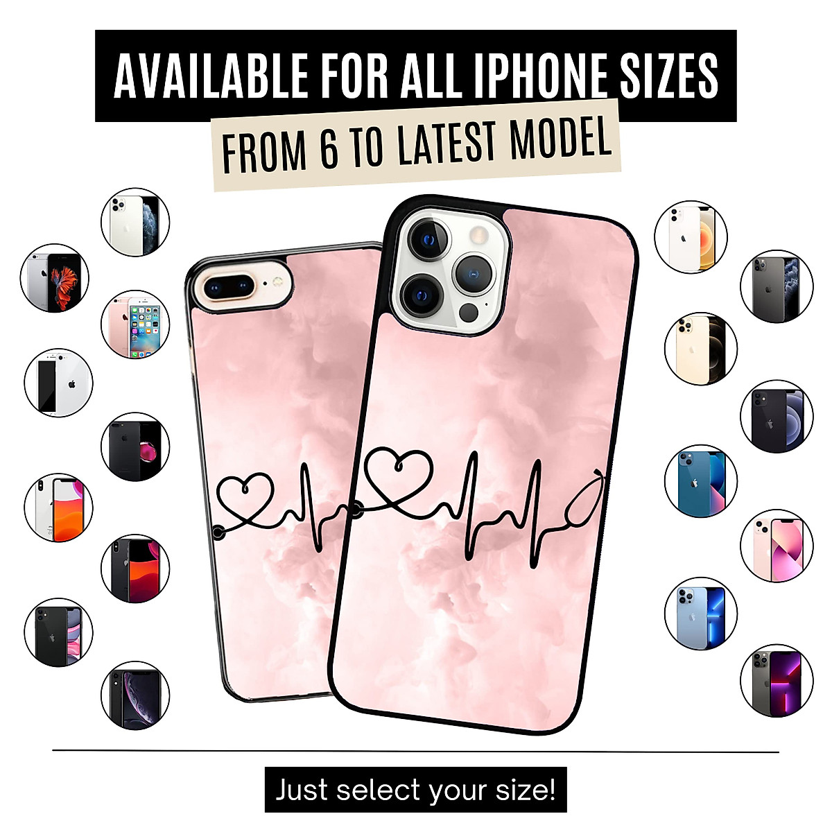 Medicine Hospital Heartbeat Stethoscope Heart Medical Nurse Case - Compatible with iPhone 14 - Durable Non-Slip TPU Rubber Shockproof Slim Case (14)