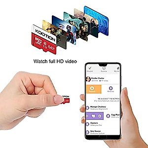 KOOTION 64GB Micro SD Card Class 10 TF Card UHS-1 MicroSDXC Memory Card, U1, C10, High-Speed 64GB TF Card for Smartphone/Bluetooth Speaker/Drone/Camera/PC/VR