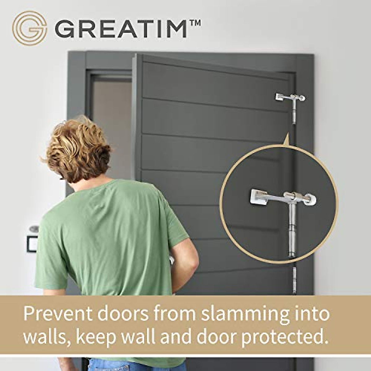 10 Pack Hinge Door Stoppers, Heavy Duty Door Stopper Hinge, Rubber Bumper Tips, Zinc Alloy, SN (Silver)