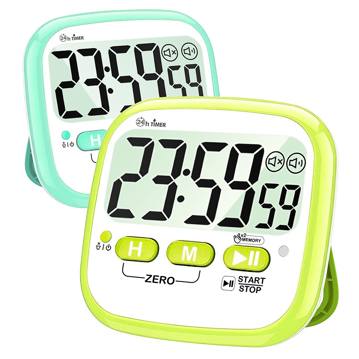 Antonki 2 Pack Timer, Classroom Timer for Kids, Timer for Teacher, Kitchen Timers, Digital Timer for Cooking, Egg Timer, Magnetic Countdown Timer for Exercise, Study, Oven - Battery Included