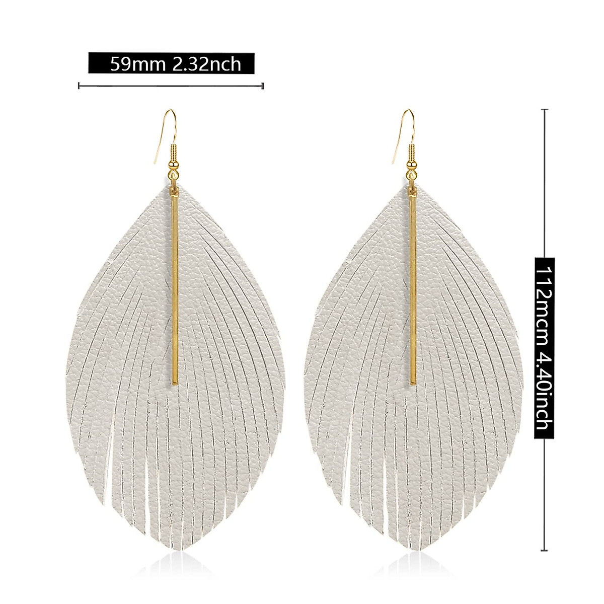 9 Pairs Handmade Lightweight Vintage Bohemian Leather leaf Dangle drop Earrings Sets Elegant Large PU Fringe Feather Hook Earring With Gold Bar for Women Girls Statement Jewelry Gifts (9 Pairs)