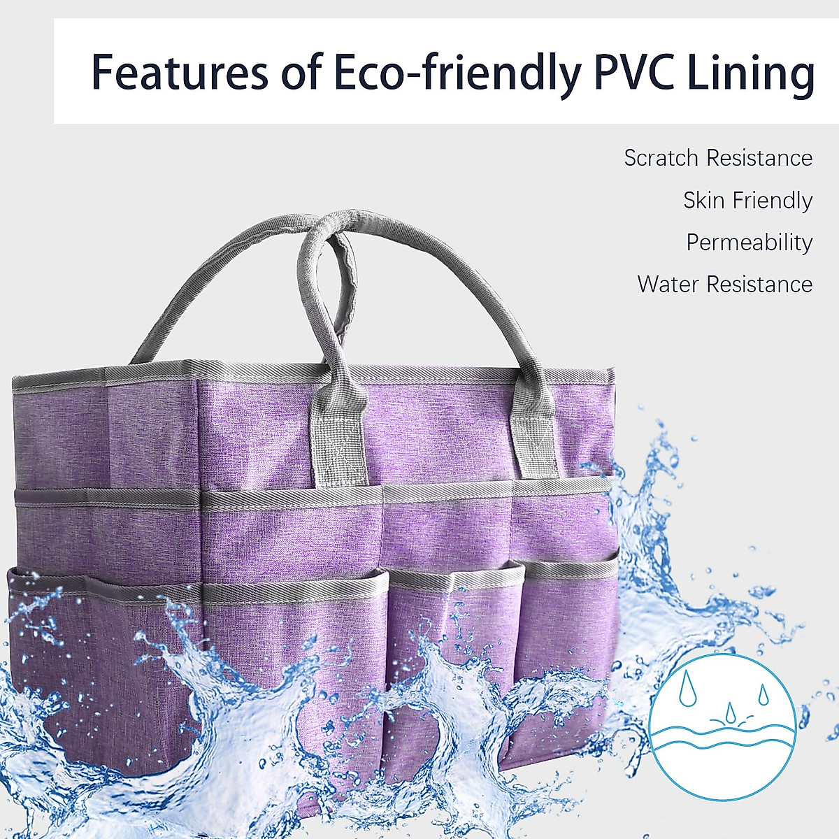 Cupohus Art Organizer Craft Storage Tote Bag with Pockets and Handles, Oxford Fabric Carrying Caddy for Teacher, Officer, Artist, Traveler, and more –Purple