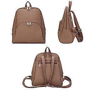KKXIU Women Backpack Purse Casual daypacks for ladies Synthetic Leather Shoulder Bag (Medium, khaki)