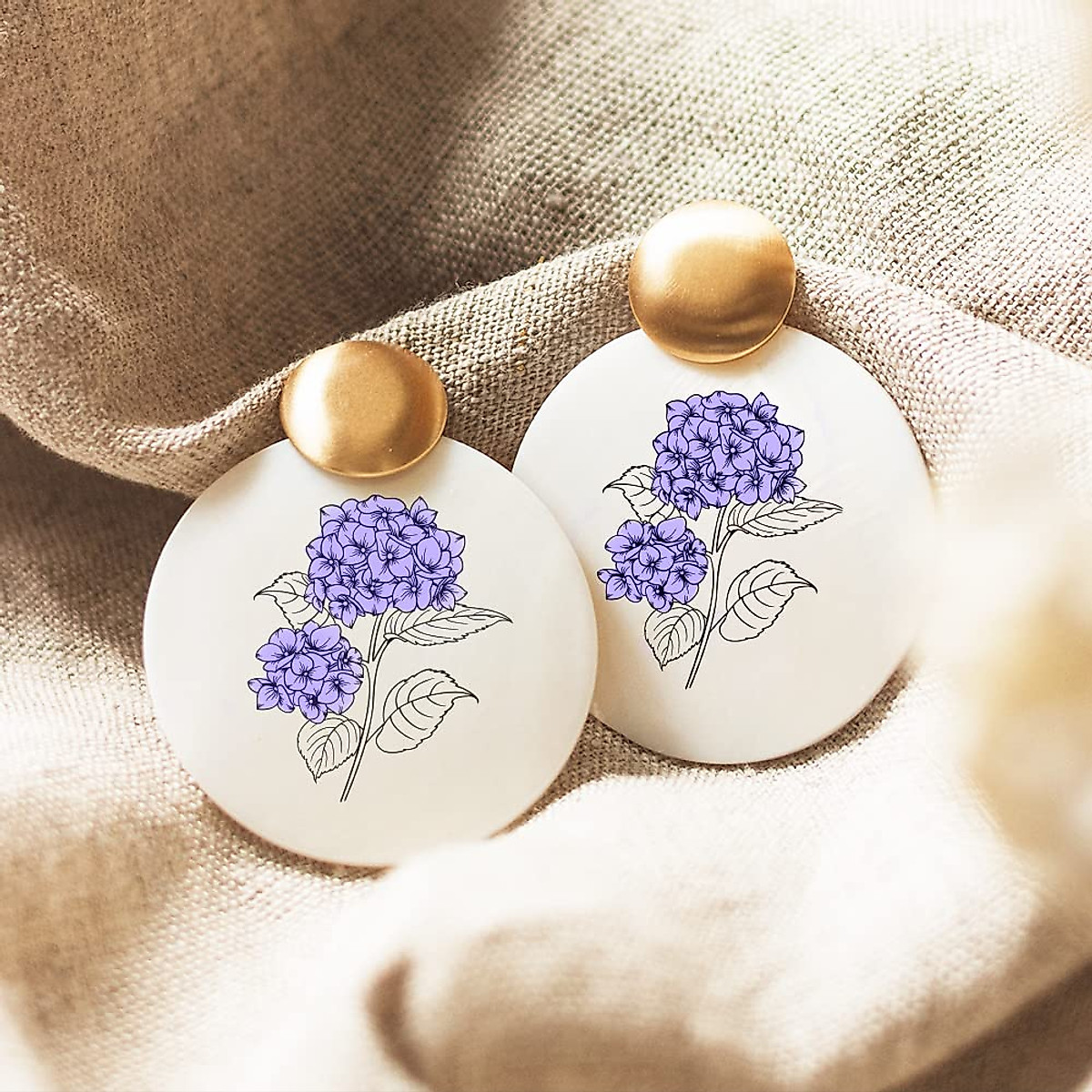 OLYCRAFT 4x5 Inch Clay Stencils Hydrangea Pattern Silk Screen for Polymer Clay Flower Silk Screen Stencils Mesh Transfer Stencils Plant Theme Mesh Stencil for Polymer Clay Jewelry Making