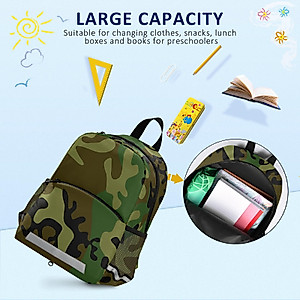 ZZKKO Green Camouflage Kids Backpack with Safety Leash Anti-lost Children Toddler Backpack Preschool Bag Army Camo