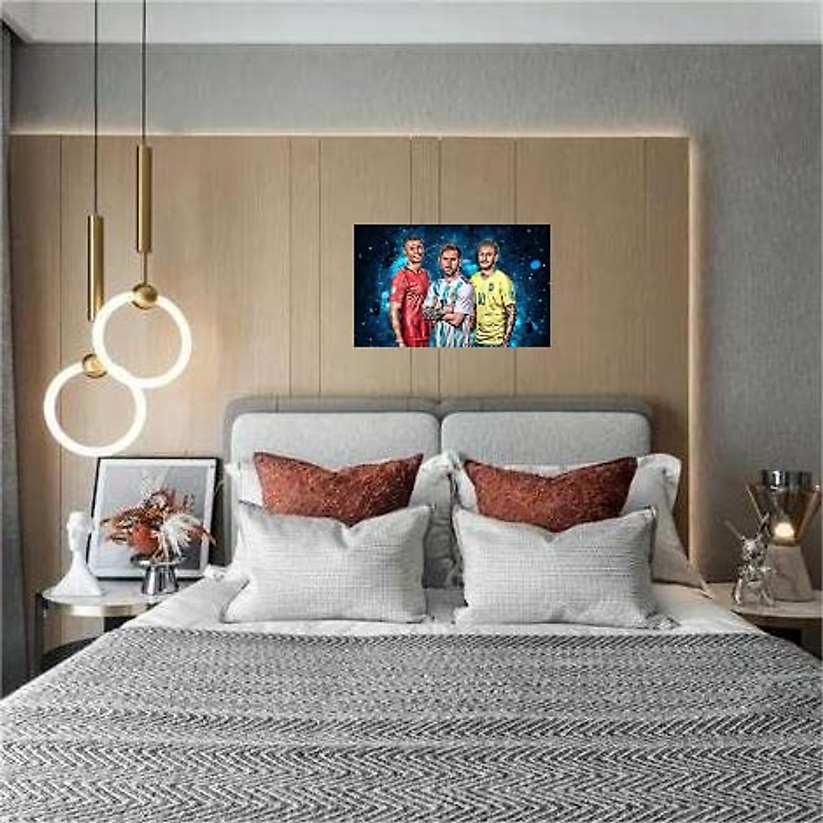 Lionel M poster. Neymar poster. Lionel M and Neymar Wall Hanging. canvas painting. Bedroom living room wall art. Football prints. boy bedroom Soccer star poster(color, 16×24)